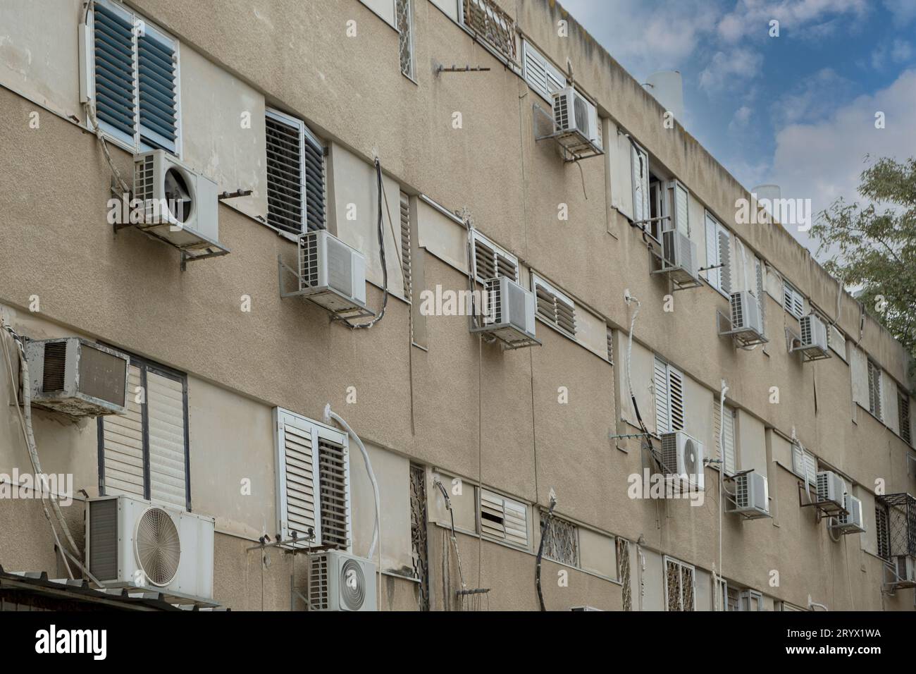 Typical old aged Architecture in israel. Old buildings with air ...