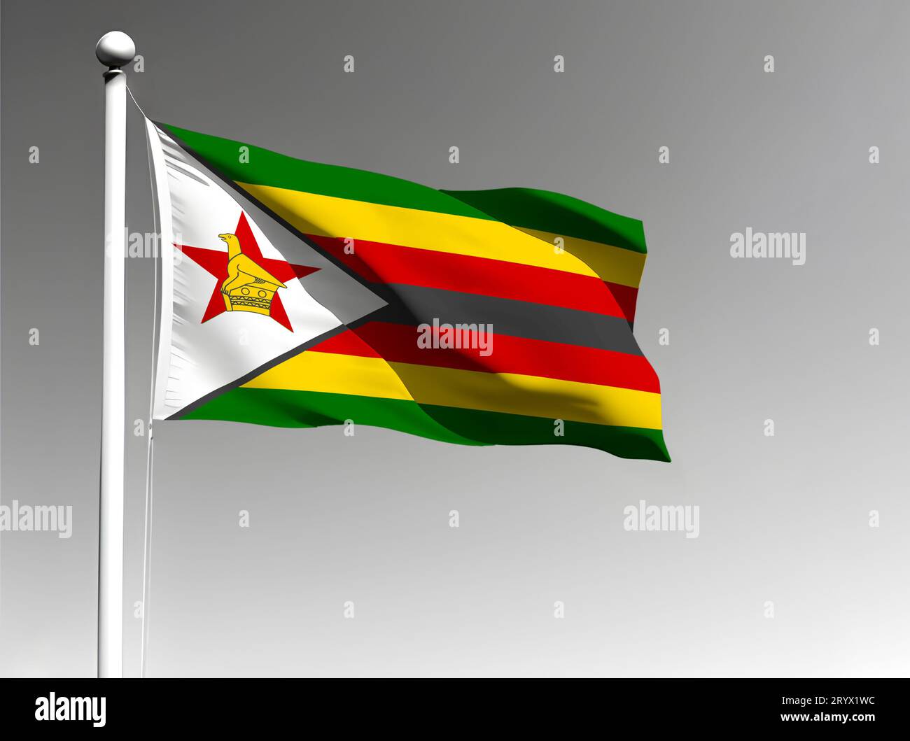 Zimbabwe national flag isolated waving on gray background Stock Photo ...