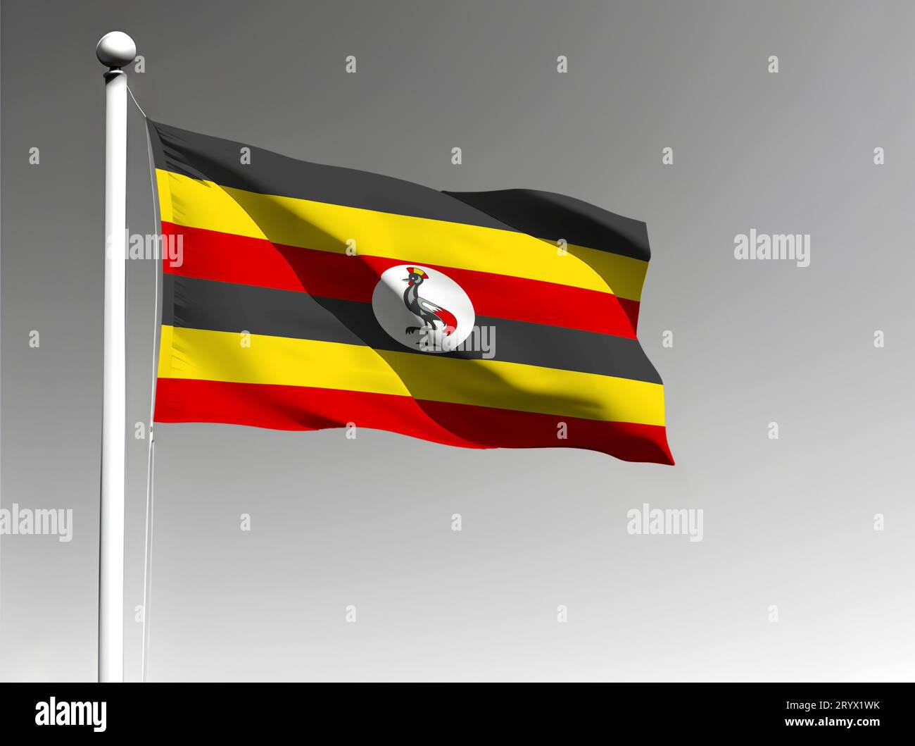 Uganda national flag isolated waving on gray background Stock Photo - Alamy