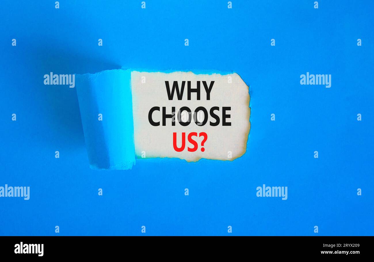 Why choose us symbol. Concept word Why choose us on beautiful white ...
