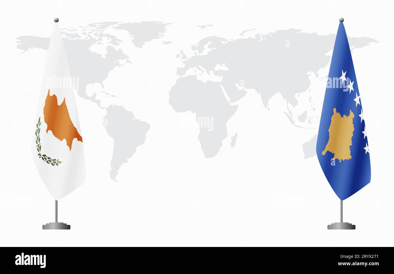 Republic of Cyprus and Kosovo flags for official meeting against ...