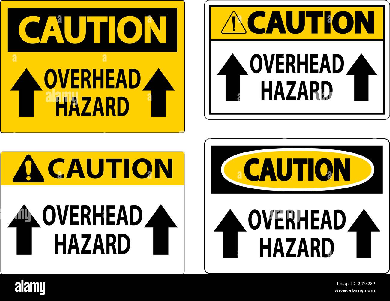 Caution Sign Overhead Hazard Stock Vector Image & Art - Alamy