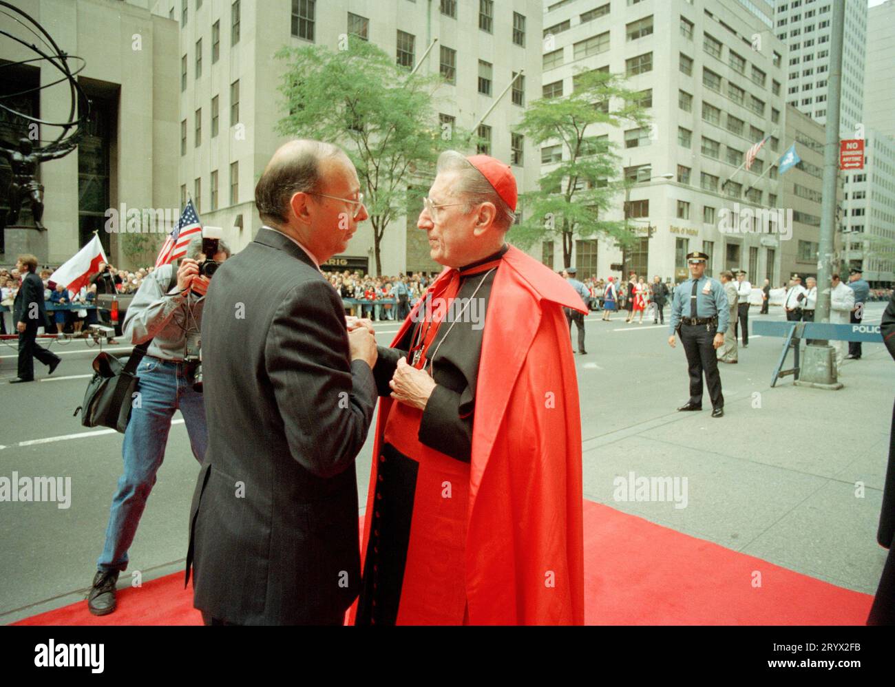 Sen. Alfonse D'Amato, left, speaks with Cardinal John O'Connor near St ...