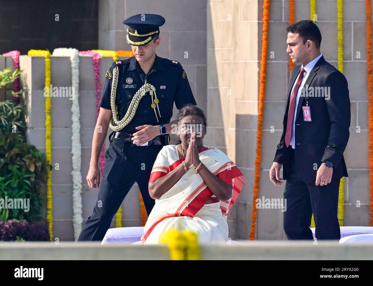 NEW DELHI, INDIA - OCTOBER 2: Droupadi Murmu (President of India) pays ...