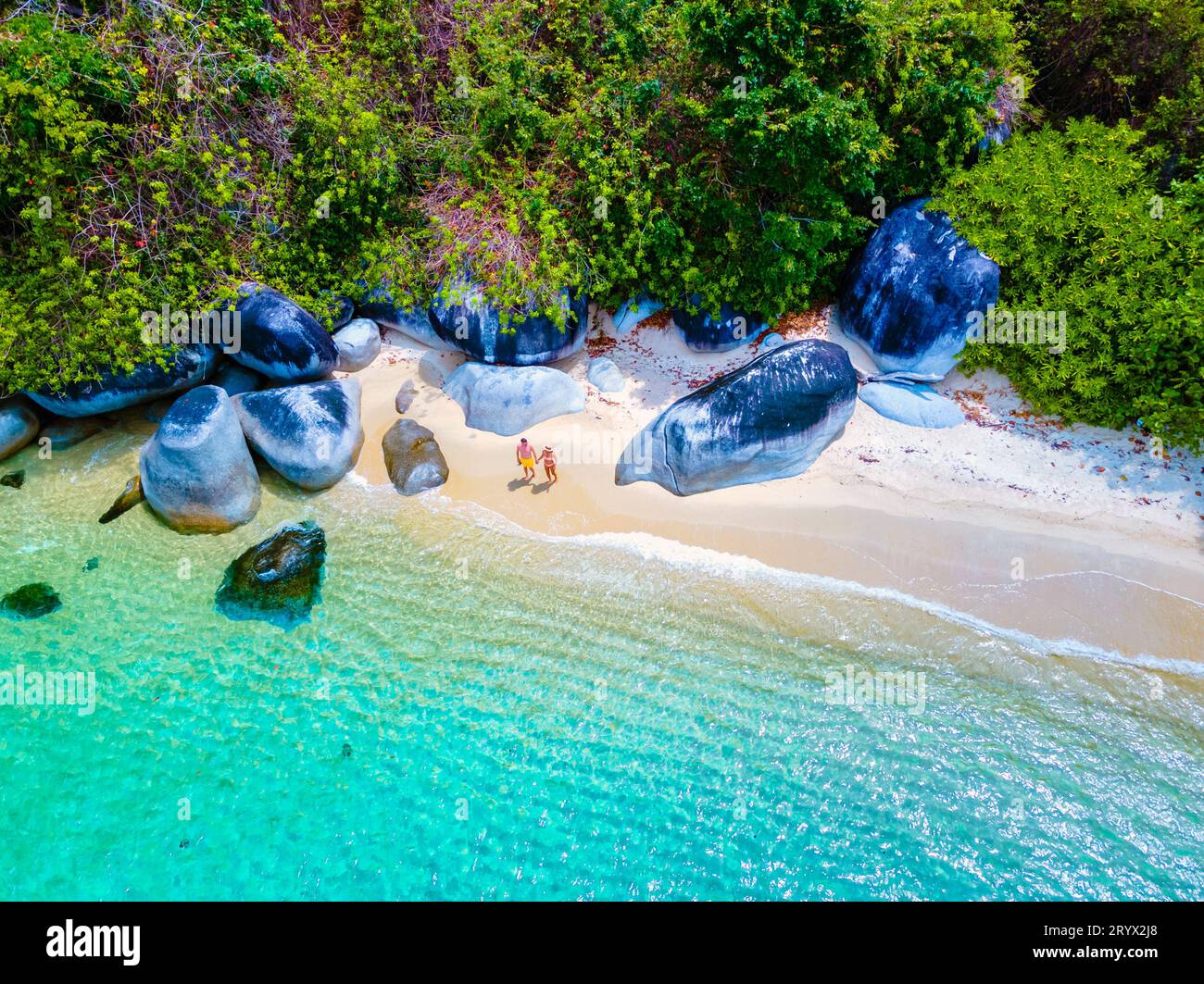 Koh Adang Island Southern Thailand, a couple of men and woman on the ...