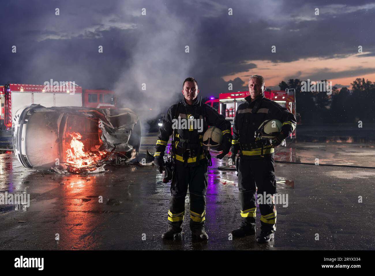 Brave firefighters team walking hi-res stock photography and images - Alamy