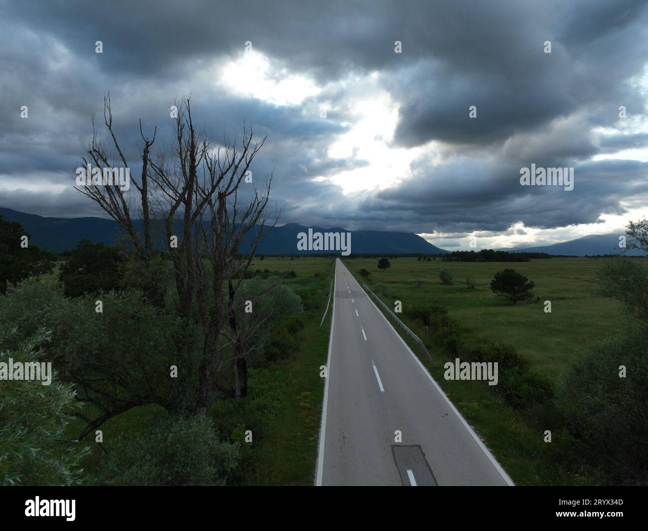 Aerial shot empty asphalt road hi-res stock photography and images - Alamy