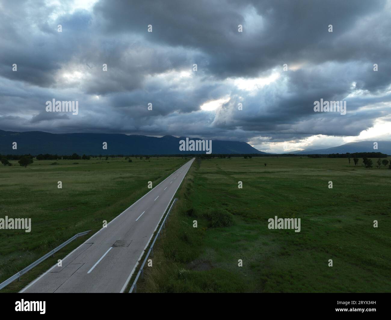 Aerial shot empty asphalt road hi-res stock photography and images - Alamy