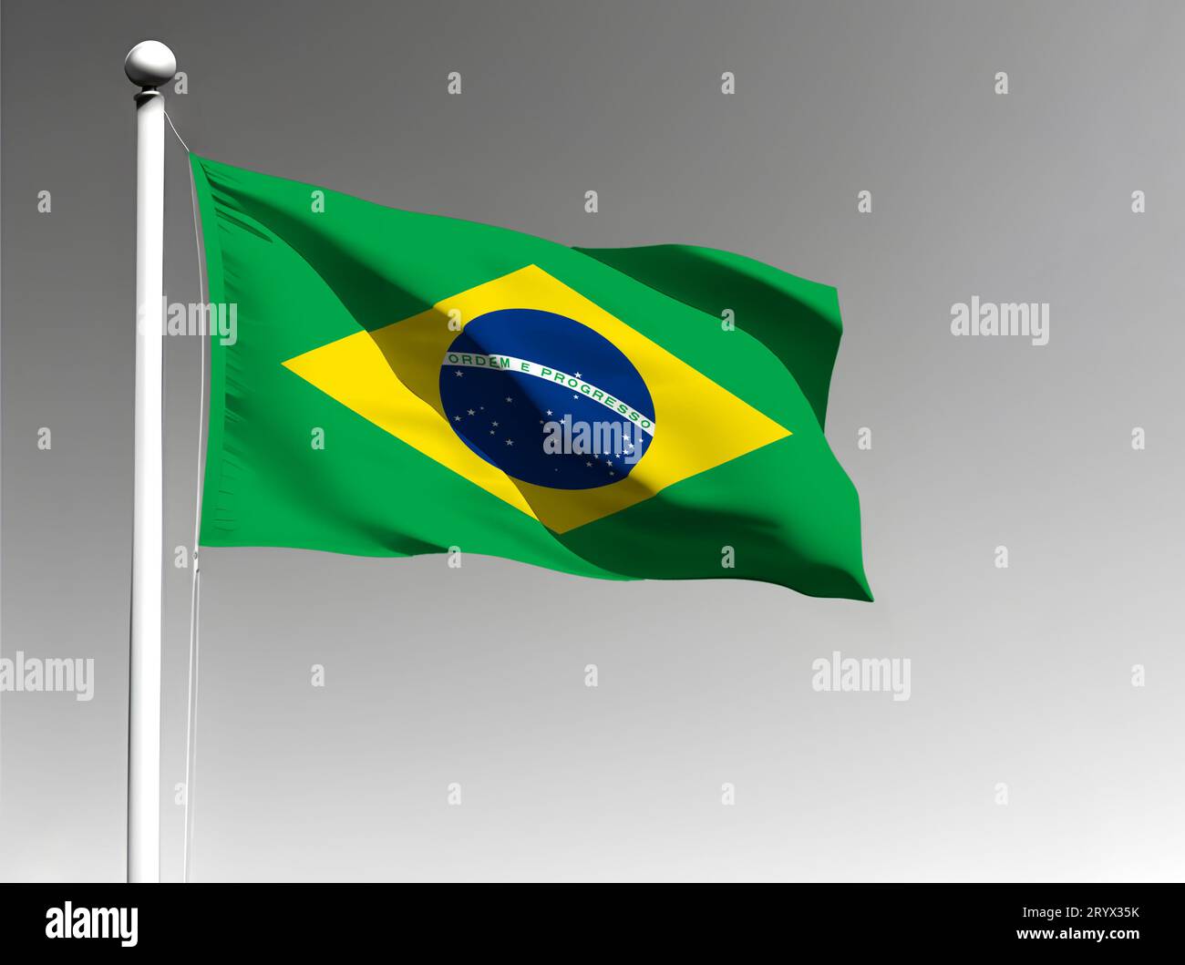 Brazil national flag isolated waving on gray background Stock Photo - Alamy