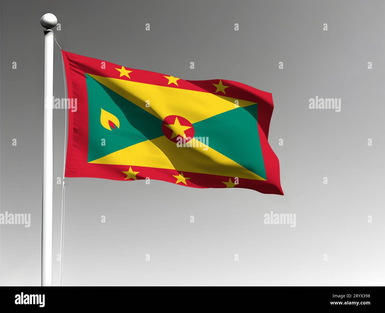 Grenada national flag isolated waving on gray background Stock Photo ...