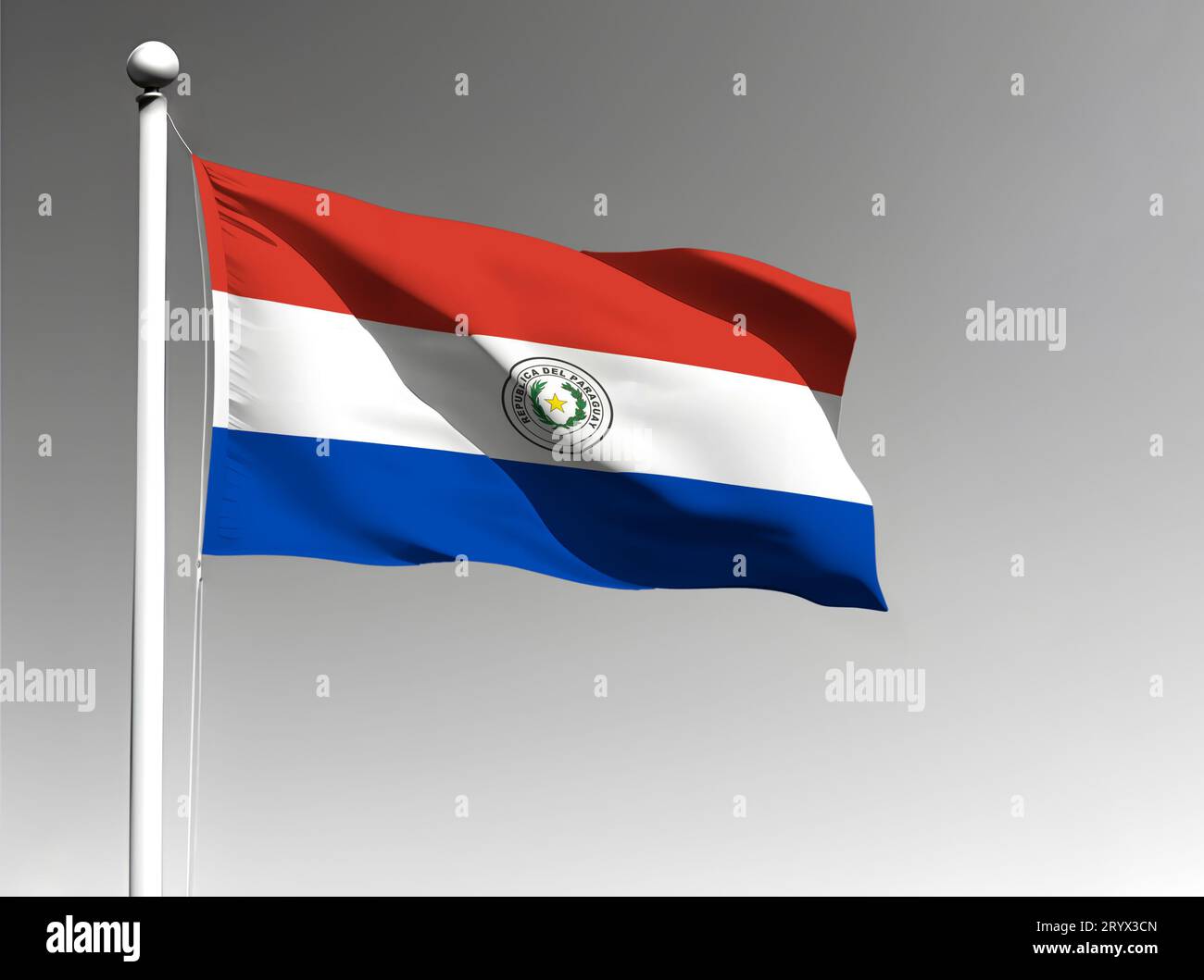 Paraguay national flag isolated waving on gray background Stock Photo ...