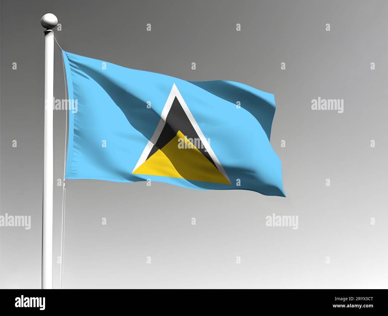 Saint Lucia national flag isolated waving on gray background Stock ...
