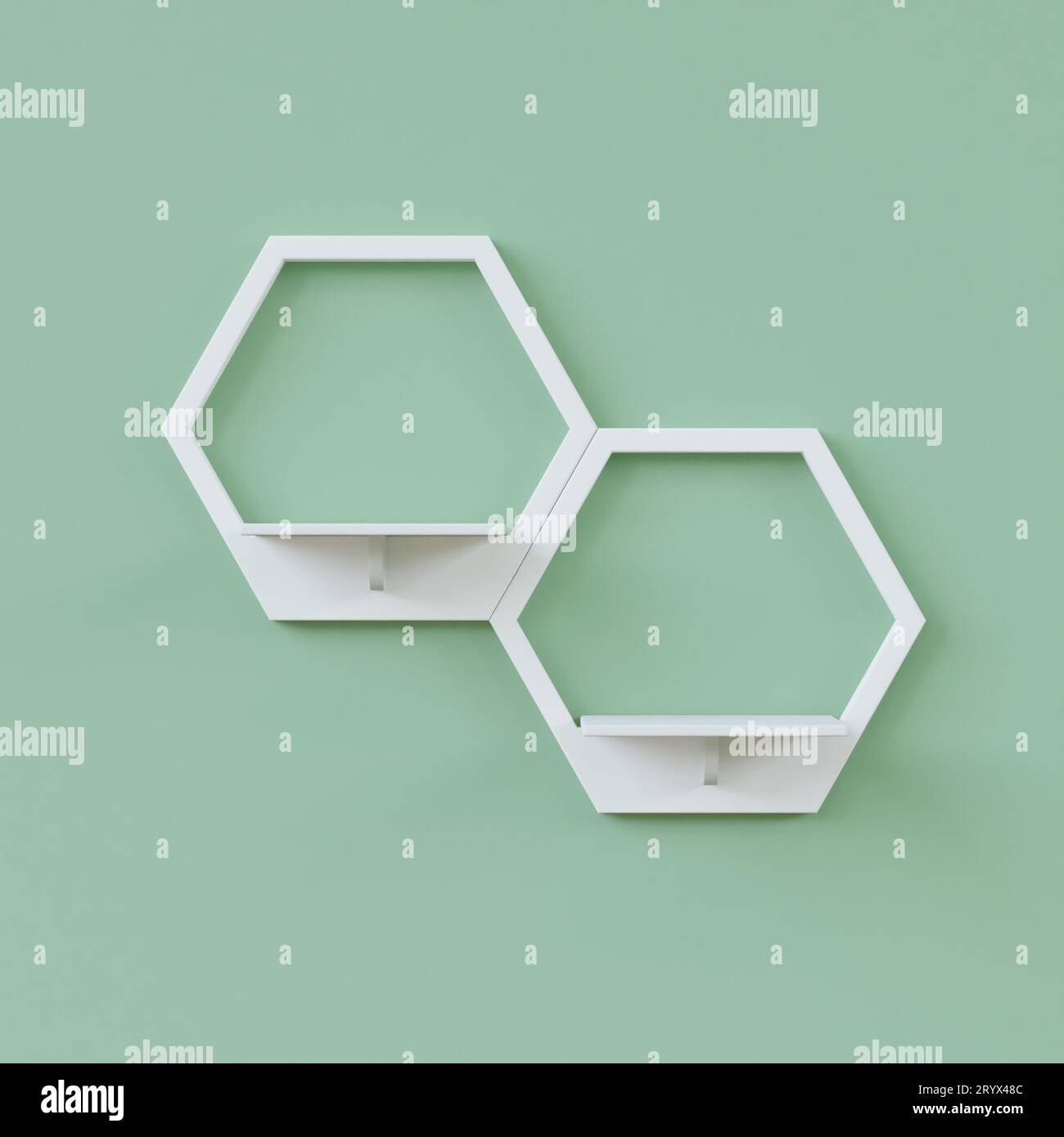 Hexagon wooden shelf Stock Photo - Alamy