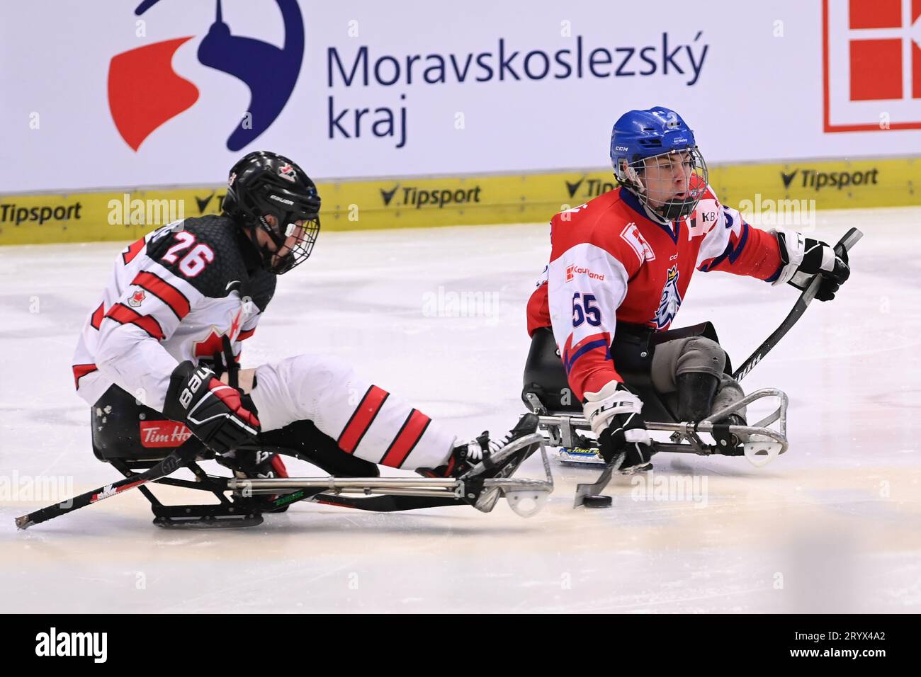 Ostrava, Czech Republic. 02nd Oct, 2023. From left Anton Jacobs-Webb of Canada and Czech Filip ...