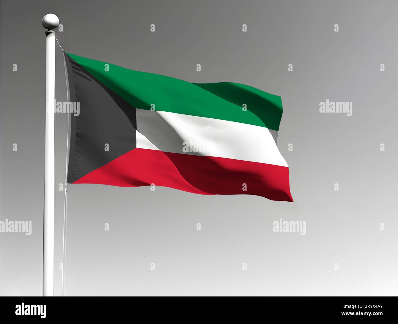 Kuwait national flag isolated waving on gray background Stock Photo - Alamy
