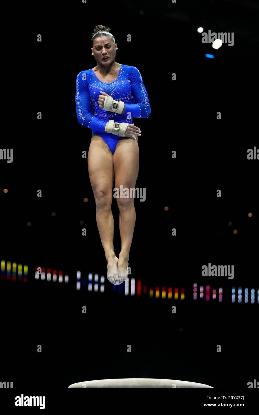 France's Marine Boyer competes on the vault during the Women's ...