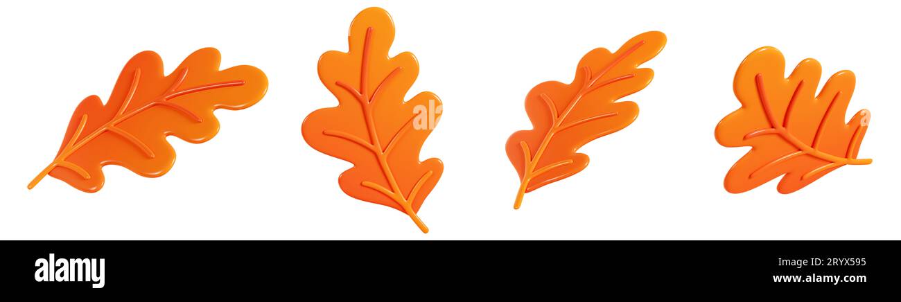 Yellow and orange floating oak leaf 3d render illustration Stock Photo ...