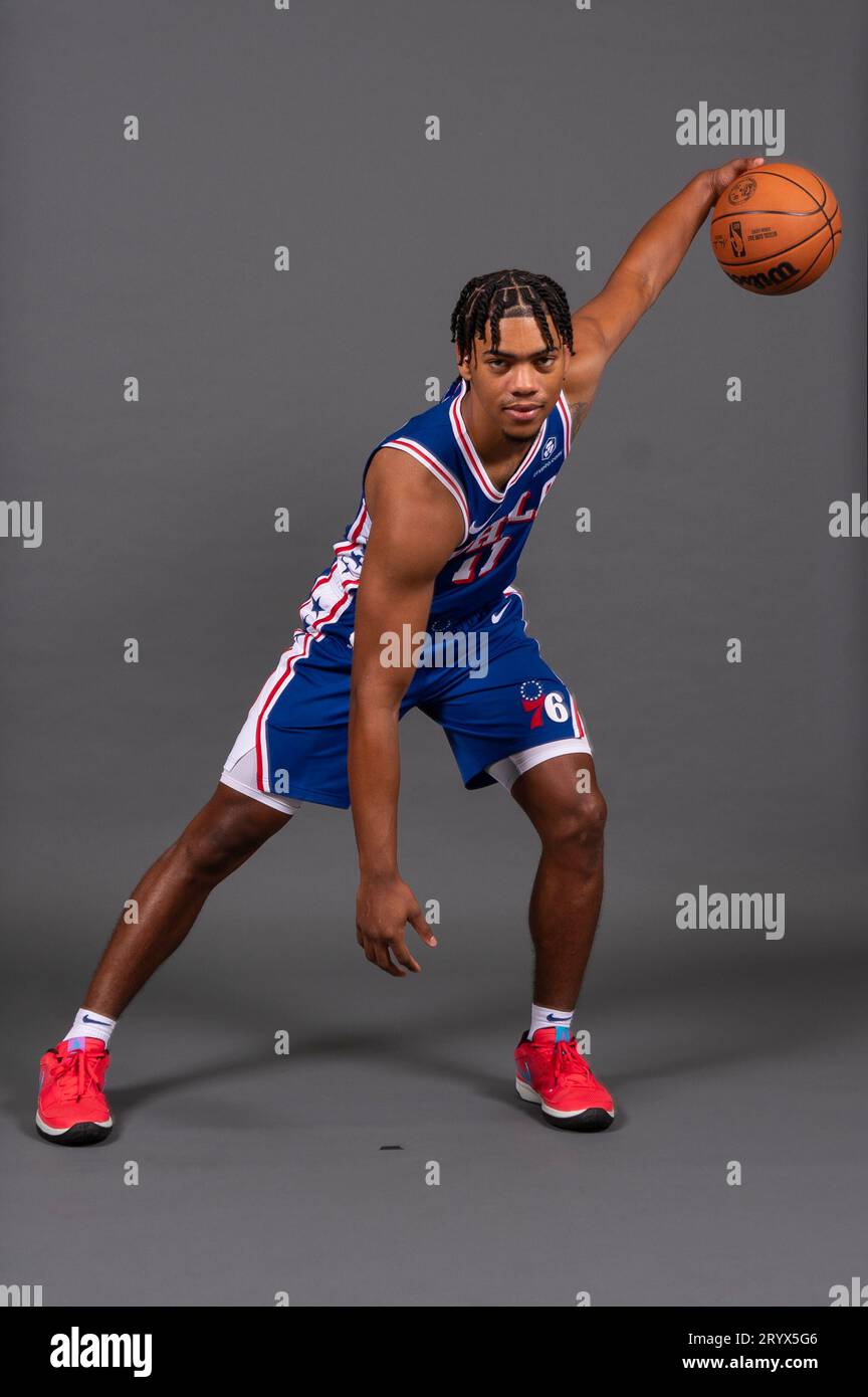 Philadelphia 76ers' Jaden Springer poses for a photograph during media ...