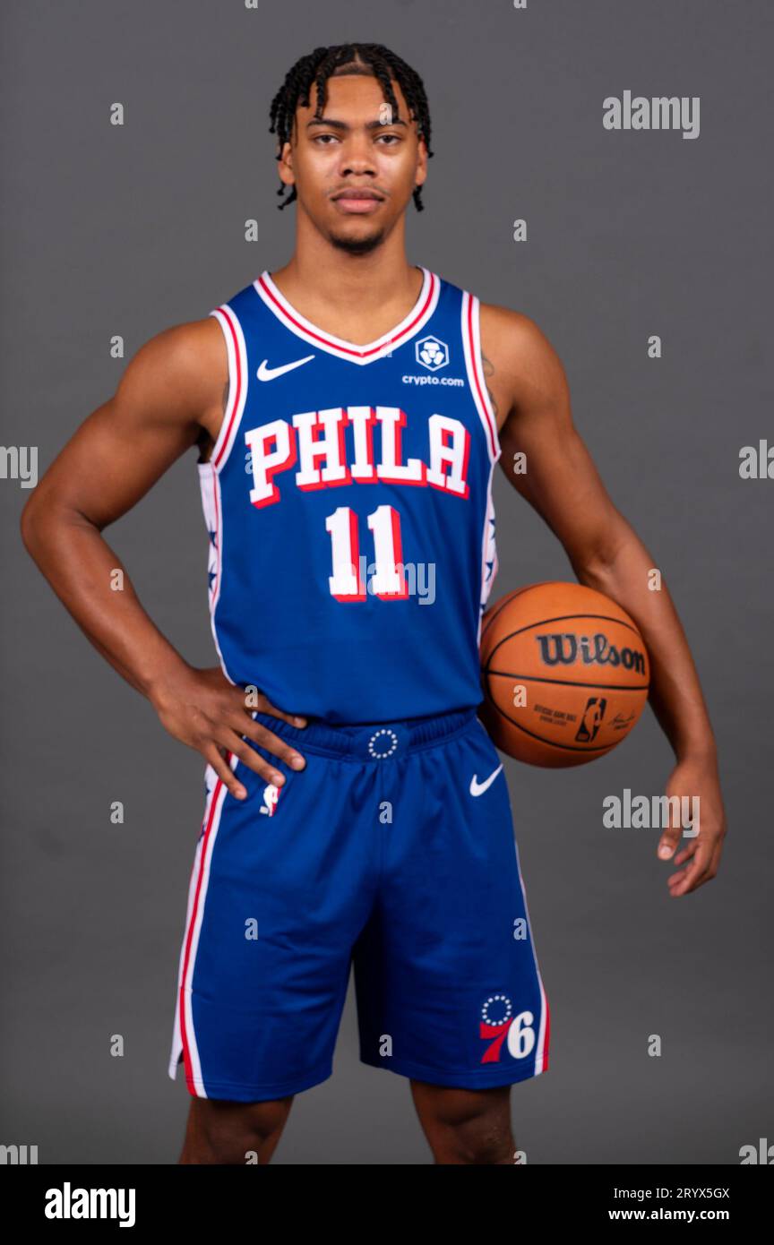 Philadelphia 76ers' Jaden Springer poses for a photograph during media ...
