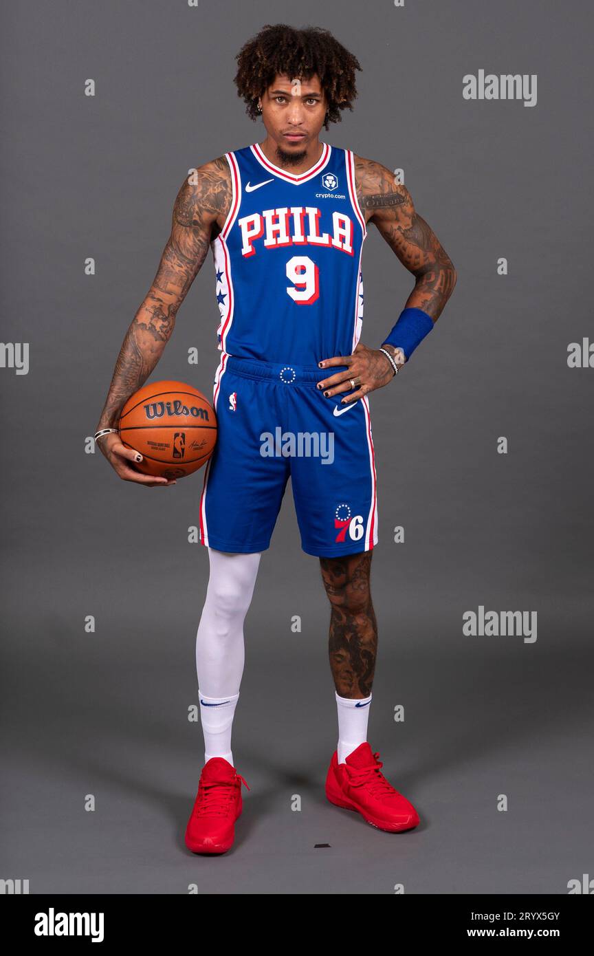 Philadelphia 76ers' Kelly Oubre Jr. poses for a photograph during media ...