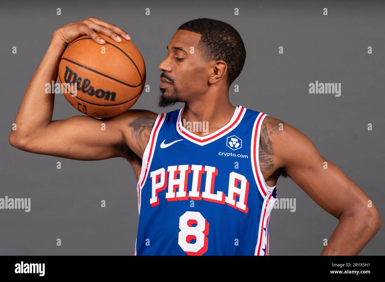 Philadelphia 76ers' De'Anthony Melton poses for a photograph during ...