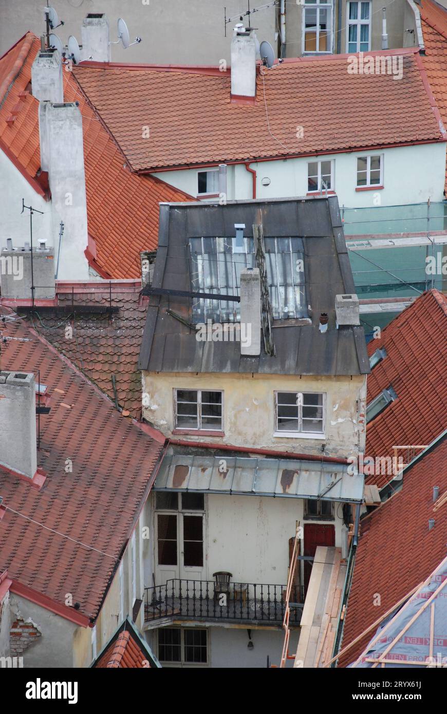 Vertical aerial view of the historic buildings in the Old Town of ...