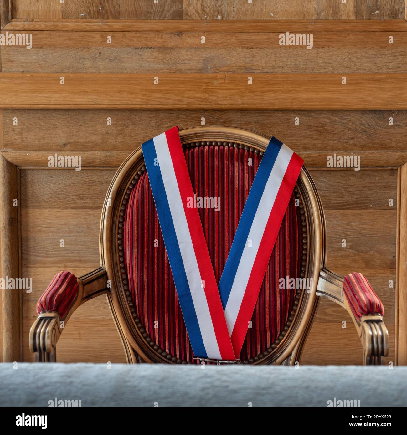 Registrar's chair with tricolor Stock Photo - Alamy