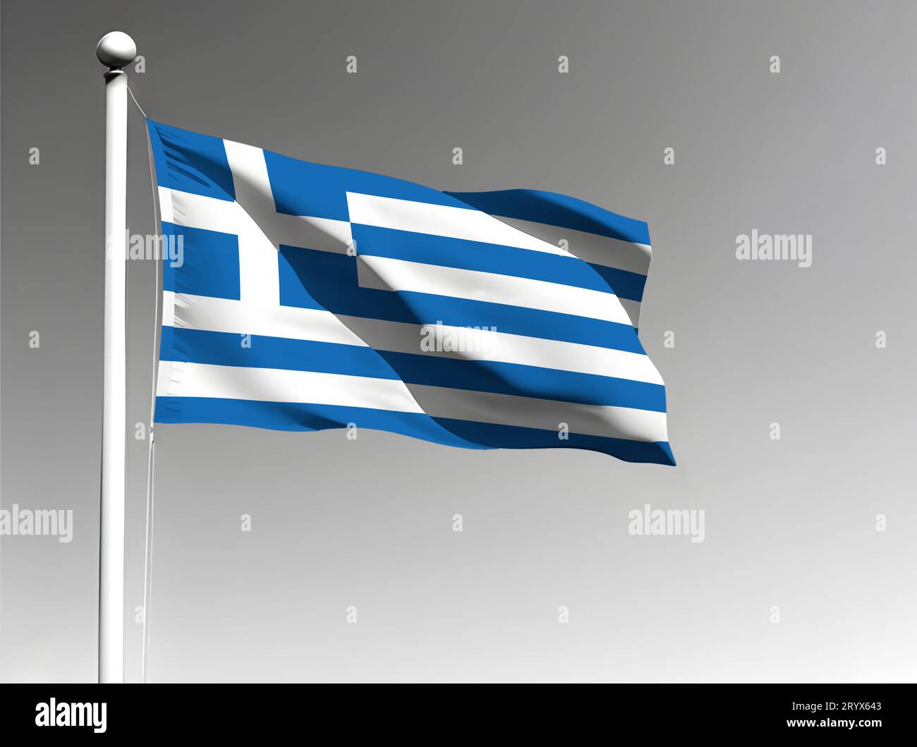 Greece national flag isolated waving on gray background Stock Photo - Alamy