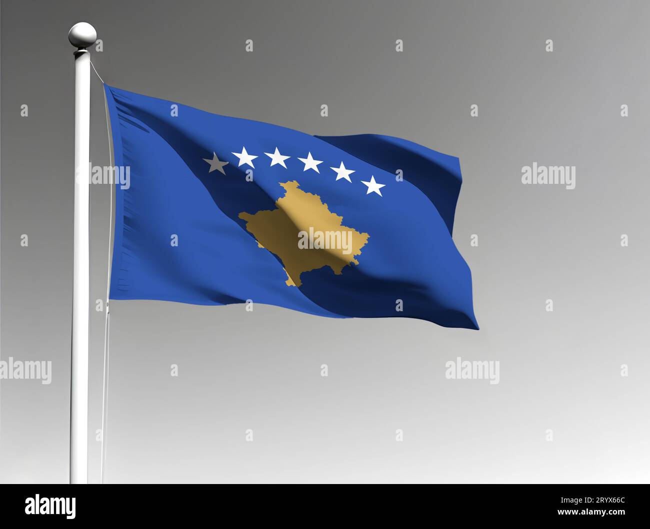 Kosovo national flag isolated waving on gray background Stock Photo - Alamy