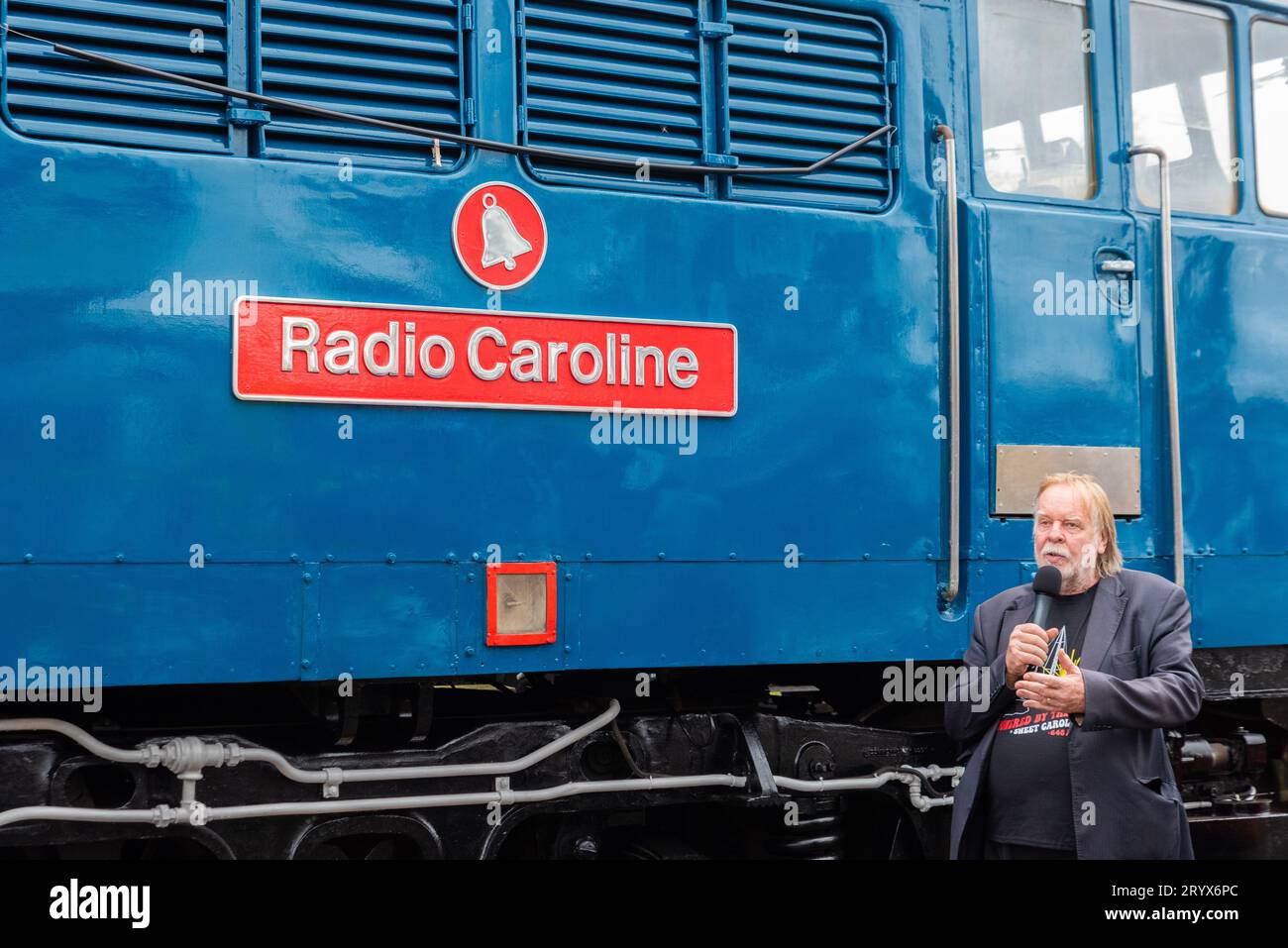 Rick Wakeman at Mangapps Railway Museum near Burnham on Crouch, Essex, UK, having unveiled a ...