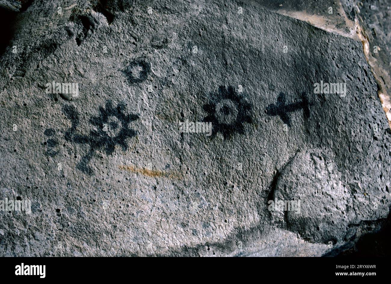 Pictographs, Symbol Bridge Cave, Lava Beds National Monument, Modoc and ...