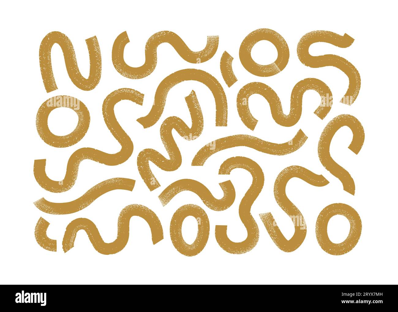 Bold curly lines, red waves, squiggles set. Vector illustration with ...