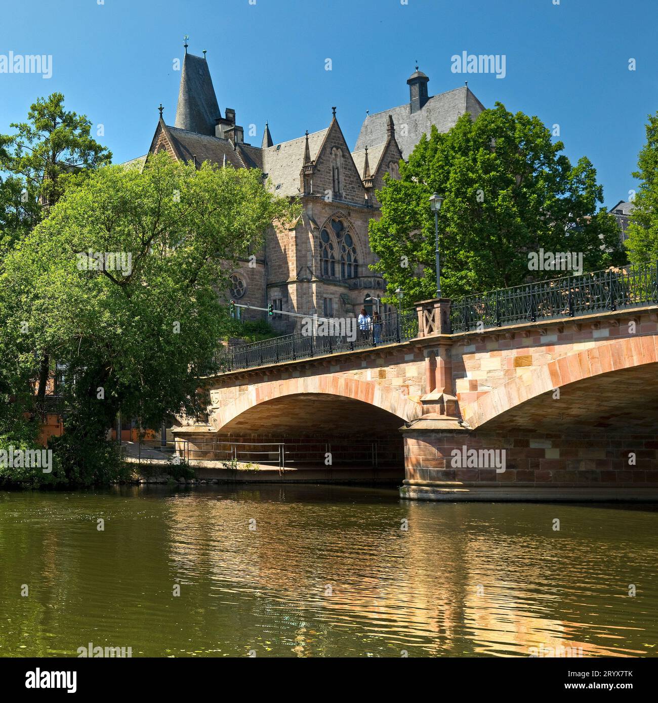 The River Lahn with the Old University and the Weidenhaeuser Bridge ...