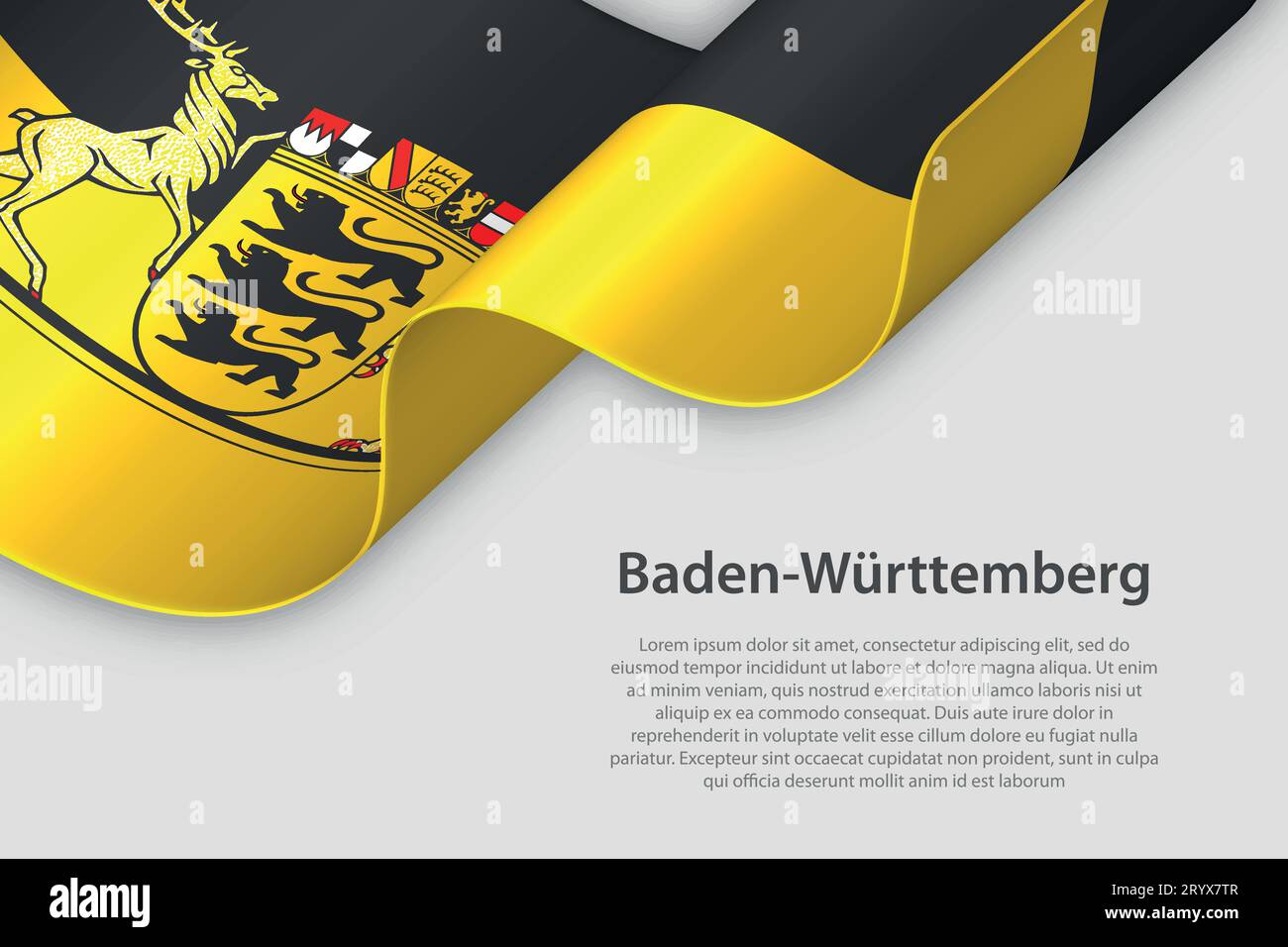 3d ribbon with flag Baden-Wurttemberg. German state. isolated on white ...