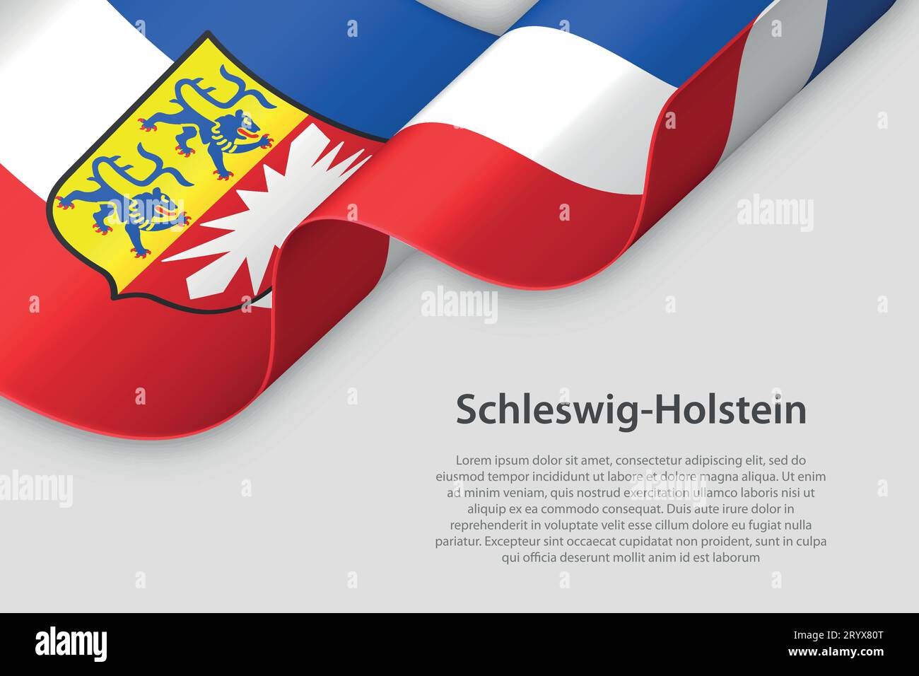 3d ribbon with flag Schleswig-Holstein. German state. isolated on white ...