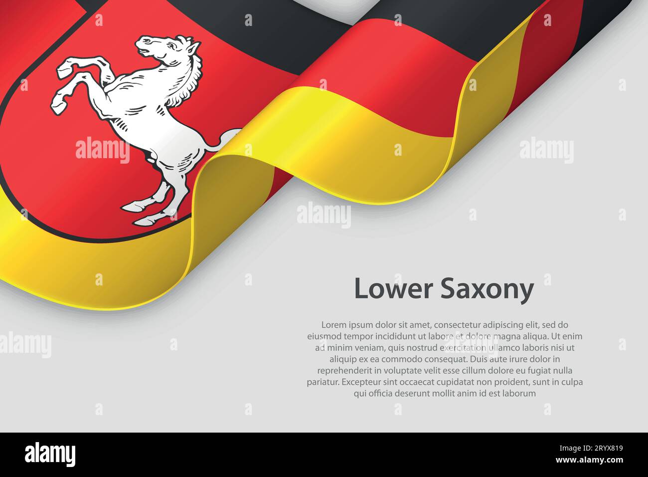 3d ribbon with flag Lower Saxony. German state. isolated on white ...