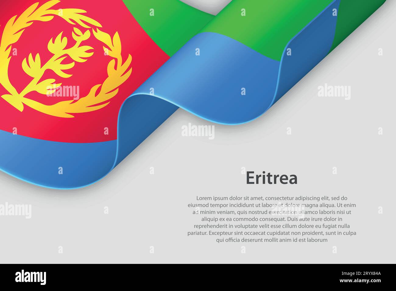 3d ribbon with national flag Eritrea isolated on white background with copyspace Stock Vector ...