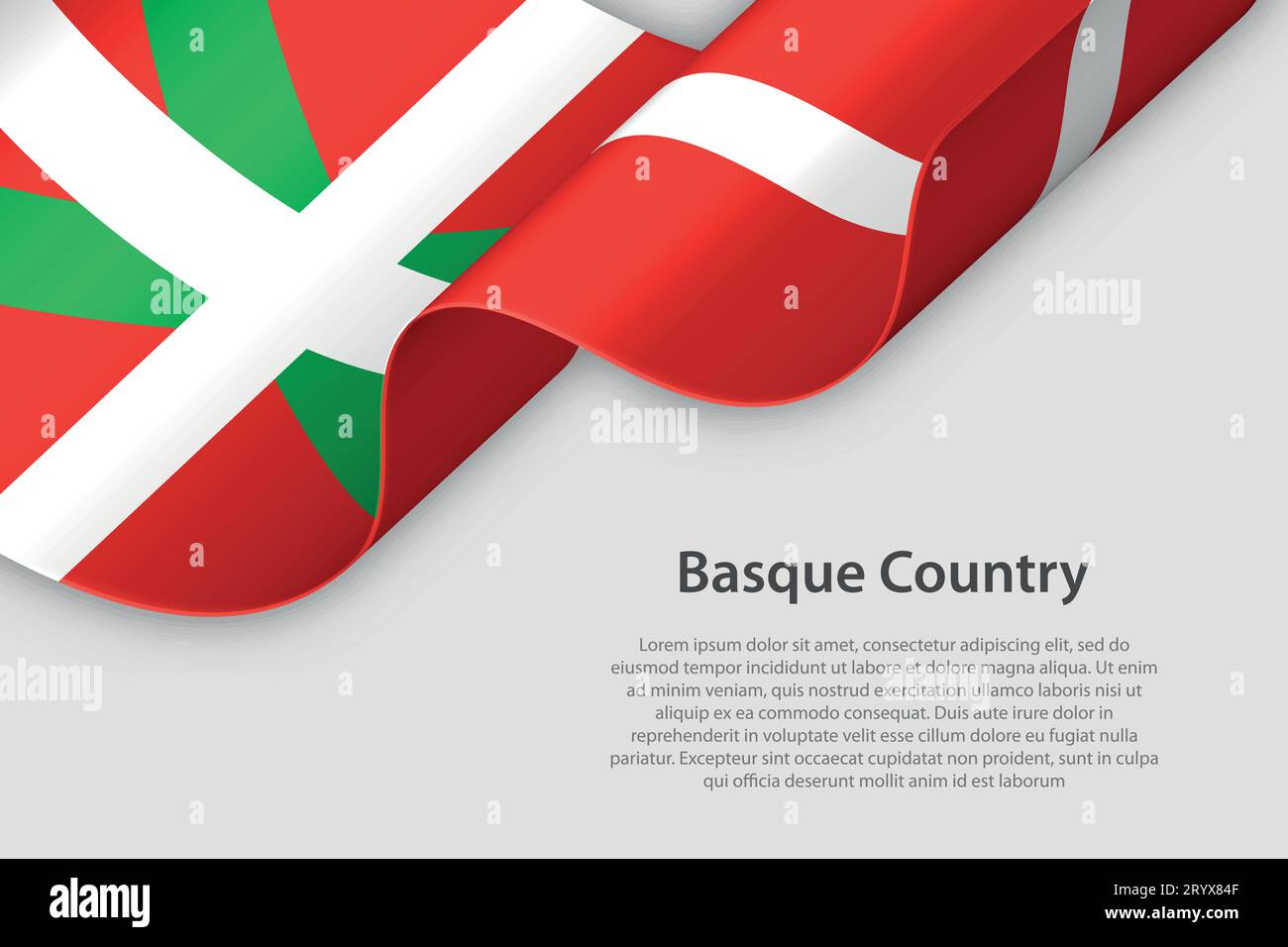 3d ribbon with flag Basque Country. Spanish autonomus community ...