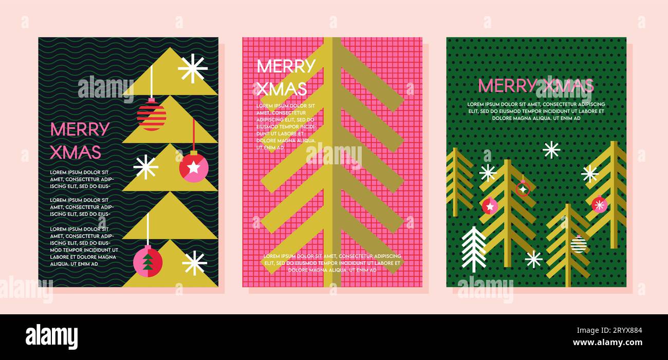 Merry Christmas flat modern design, Happy new year banner. Snowflakes ...