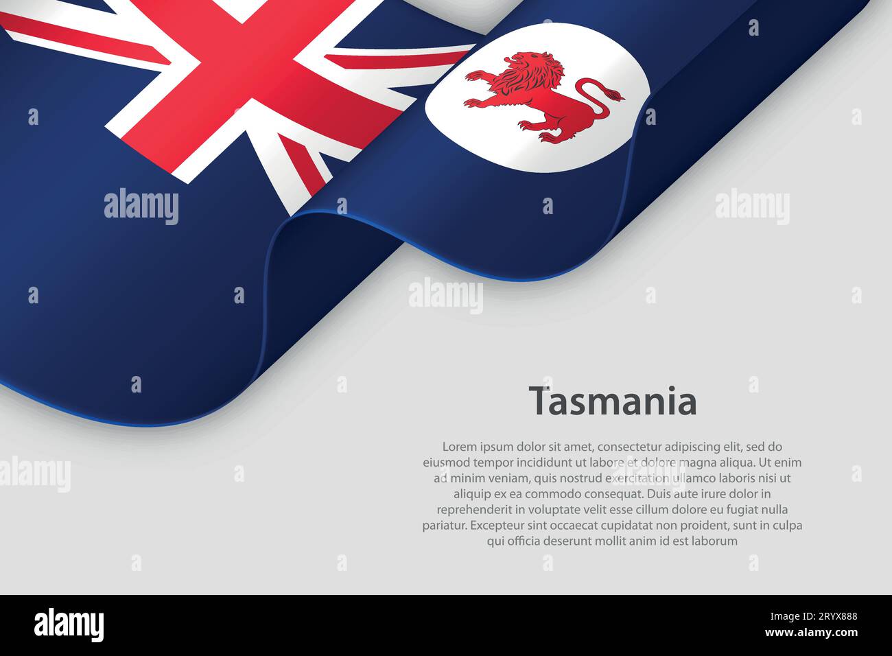 3d ribbon with flag Tasmania. Australian state. isolated on white ...