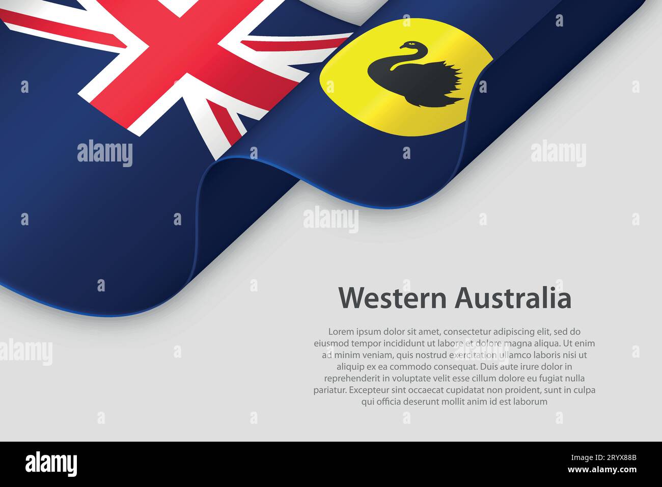 3d ribbon with flag Western Australia. Australian state. isolated on ...