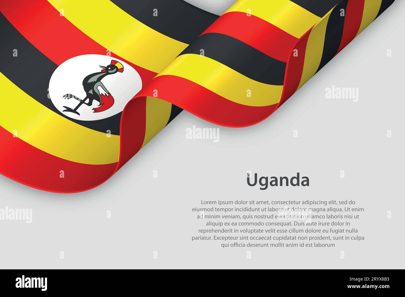 3d ribbon with national flag Uganda isolated on white background with ...