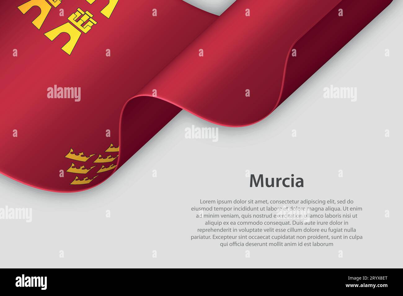 3d ribbon with flag Murcia. Spanish autonomus community. isolated on ...