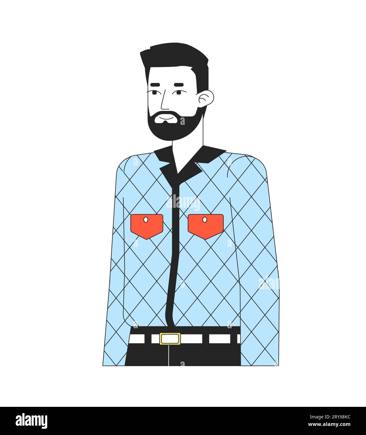 Bearded caucasian man standing 2D linear cartoon character Stock Vector ...