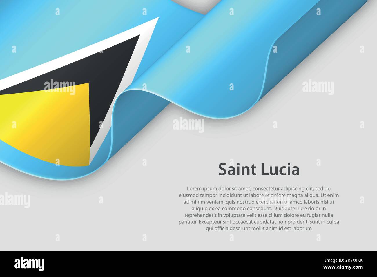 3d ribbon with national flag Saint Lucia isolated on white background ...