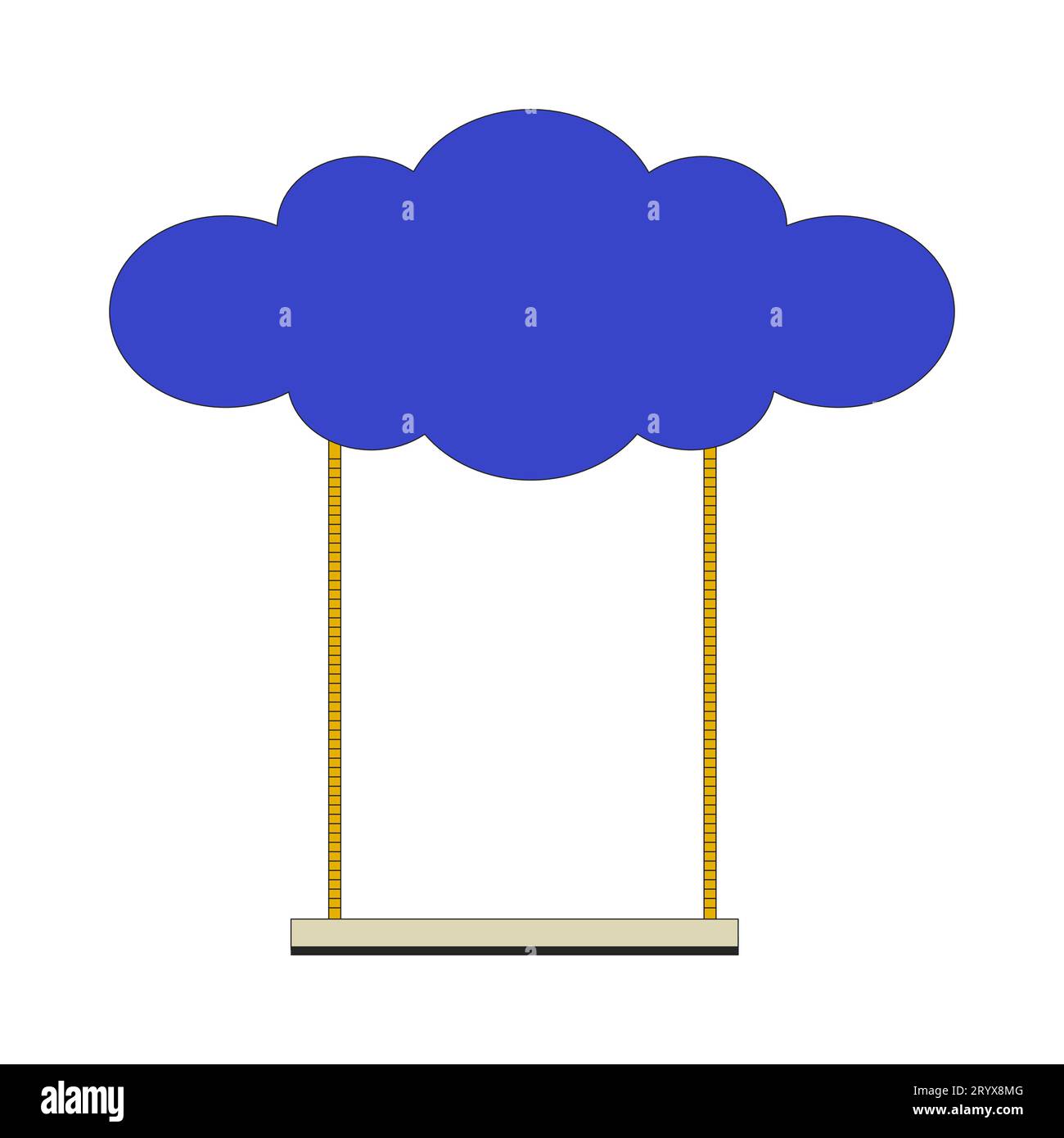 Swing hanging from cloud 2D linear cartoon object Stock Vector Image ...