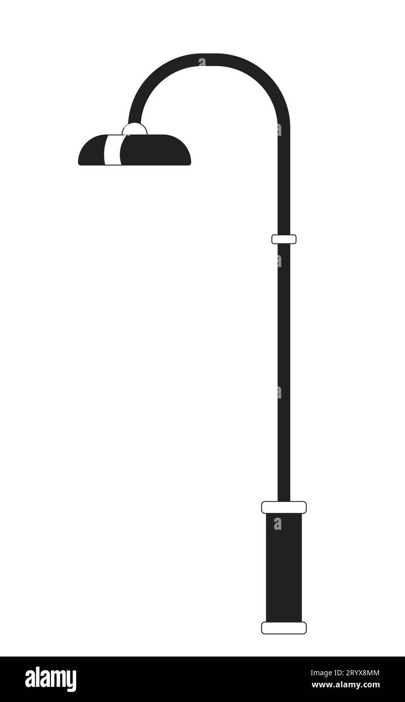 Lamppost streetlamp black and white 2D cartoon object Stock Vector ...