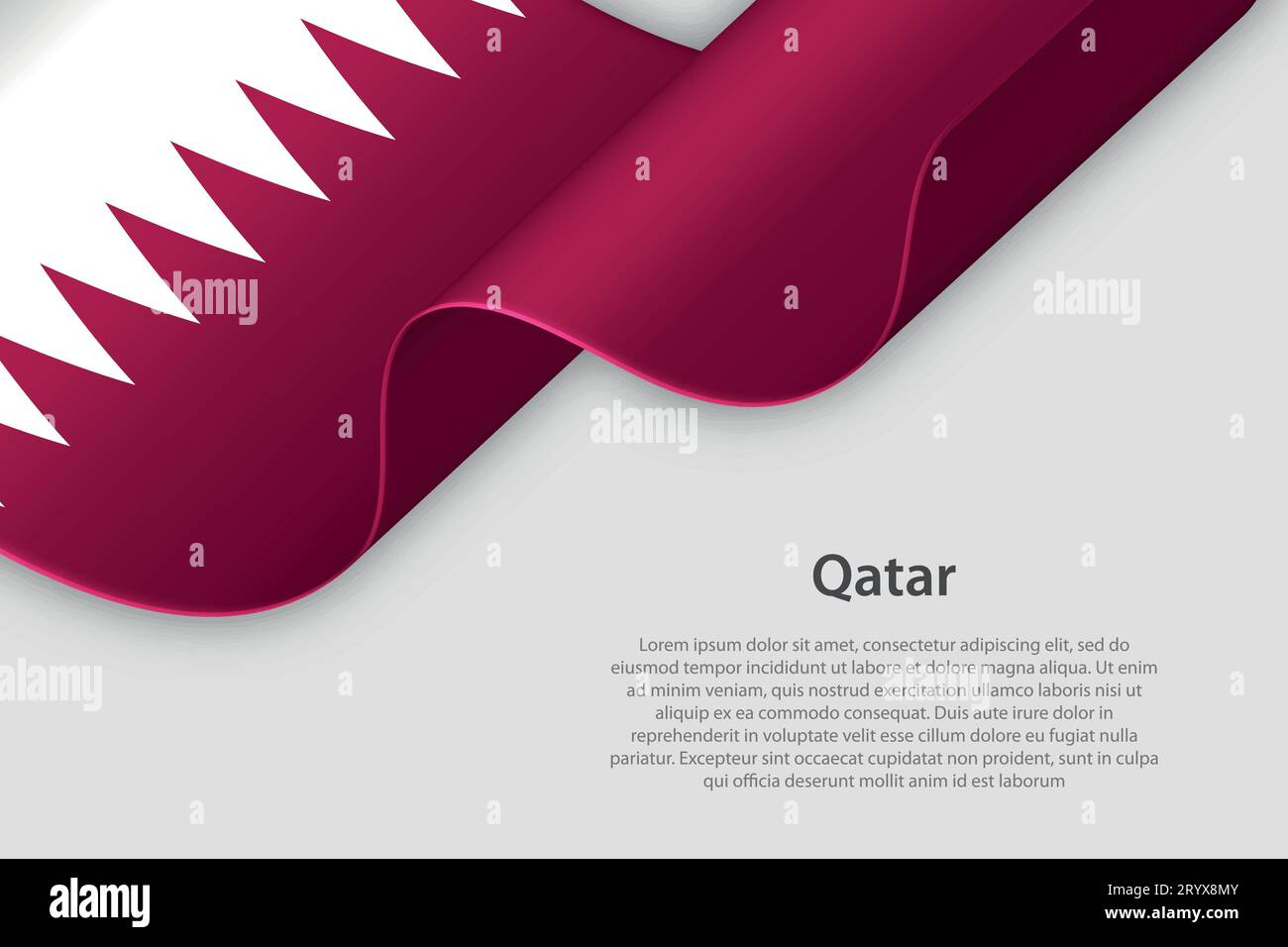 3d ribbon with national flag Qatar isolated on white background with ...