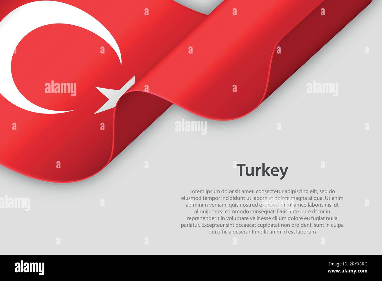 3d ribbon with national flag Turkey isolated on white background with ...