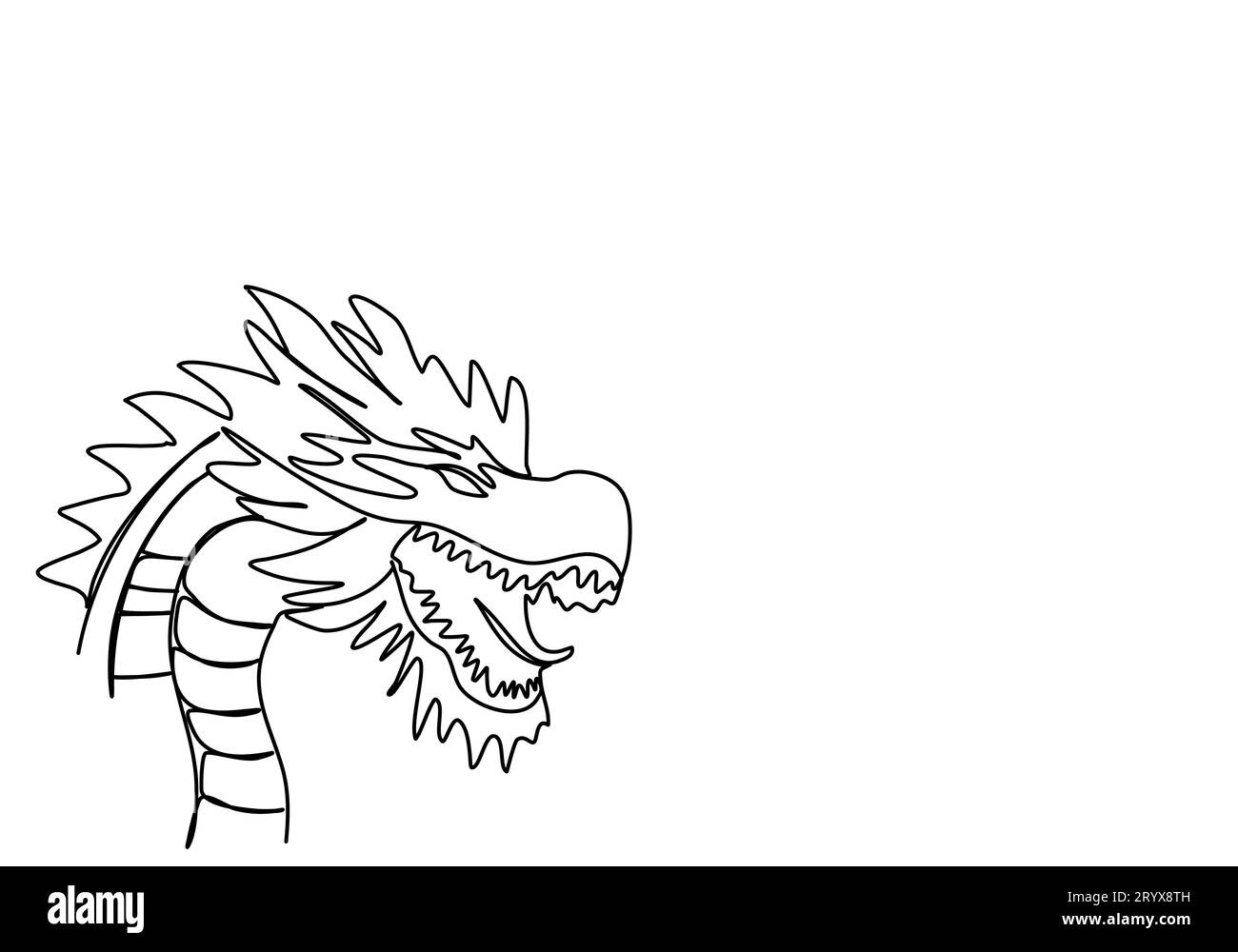 Dragon one line drawing, vector illustration Stock Vector Image & Art ...
